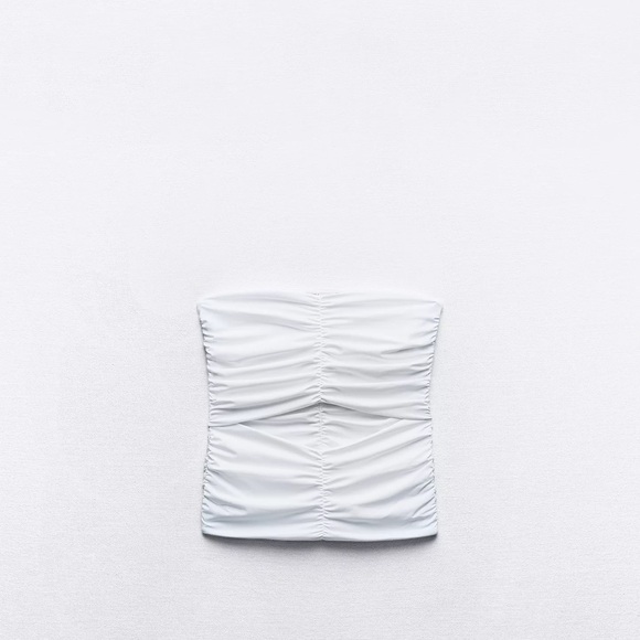 Zara | Tops | Zara White Ruched Cut Out Strapless Top | Poshmark